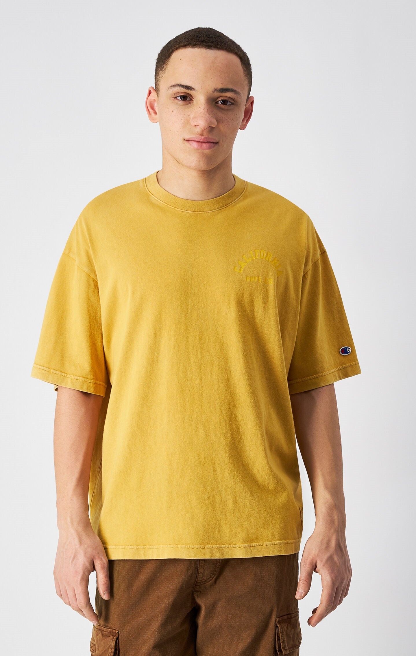 Men's Time Capsule Washed Look Back Print T-Shirt Yellow time capsule | Champion United Kingdom