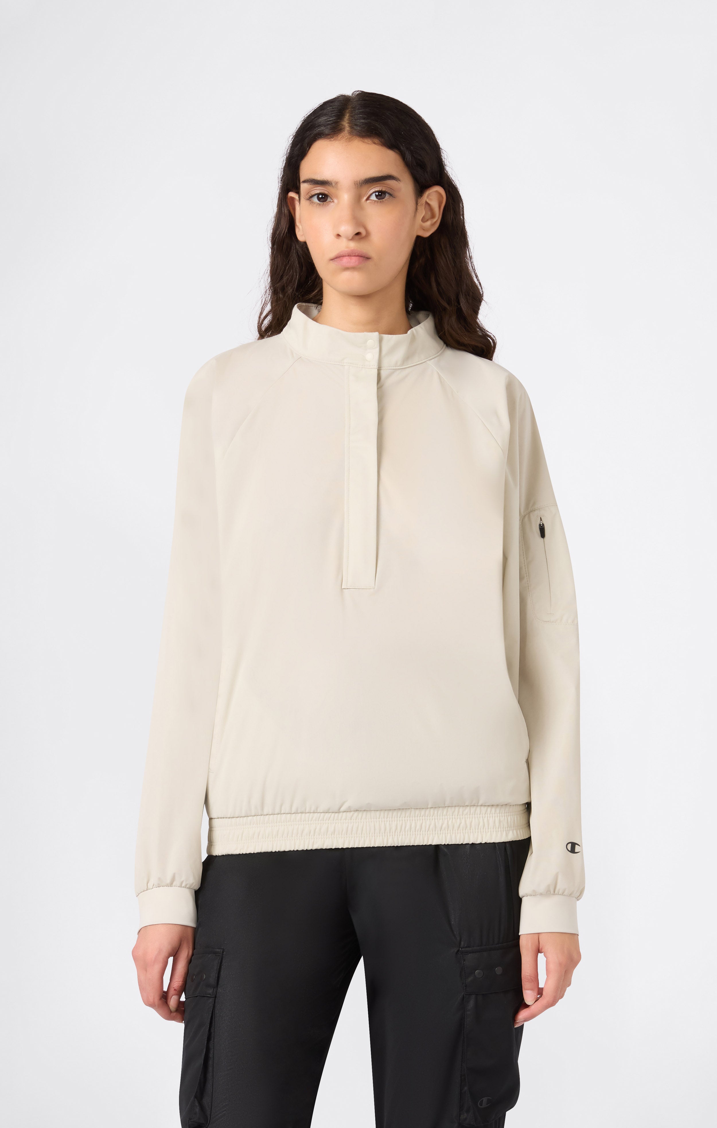 Women’s Half Zip Ultra Light Woven Top Off-White gym to club | Champion ...