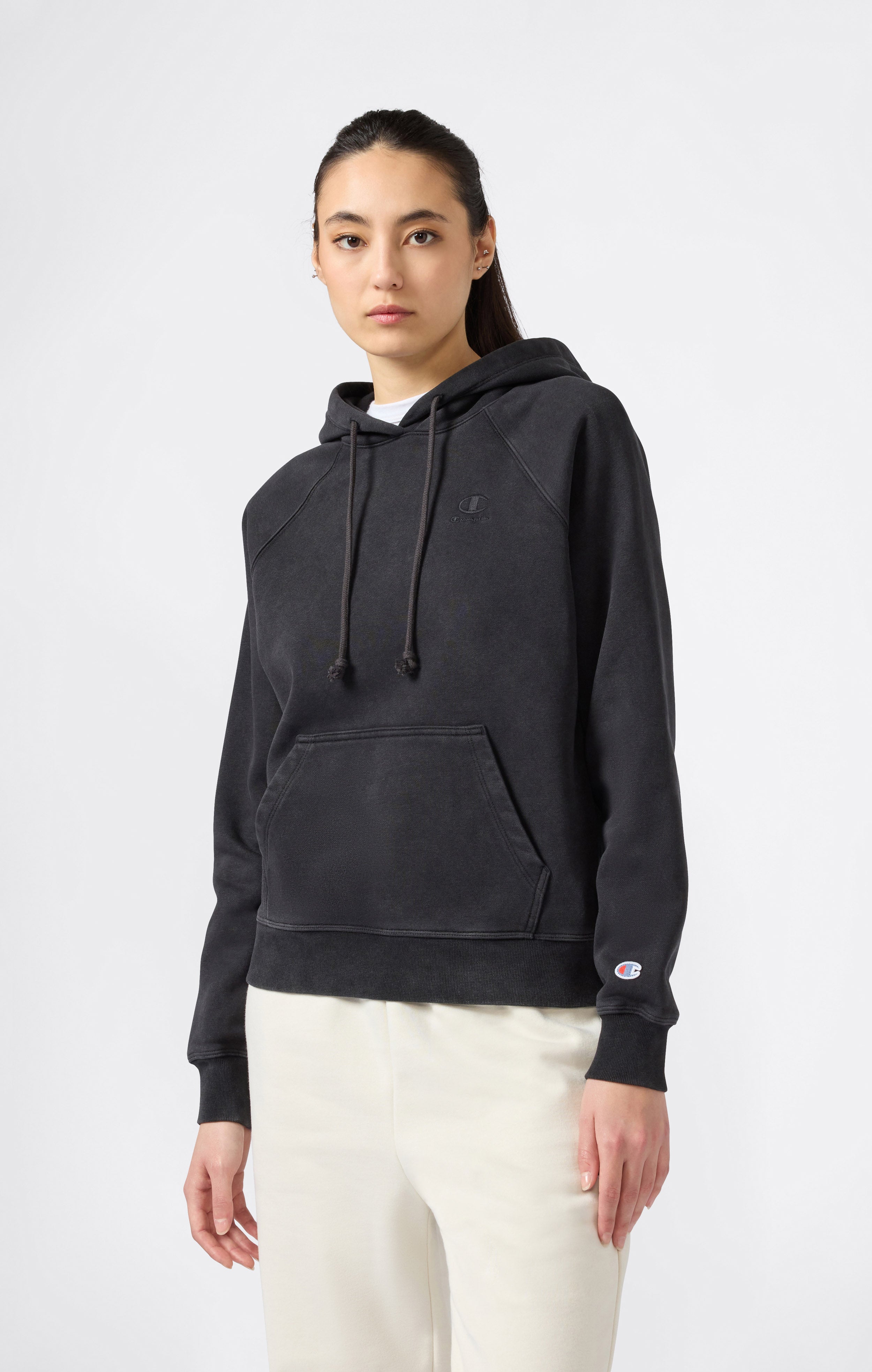 Women's Washed Fleece Hoodie Icons black /grey icons wash | Champion ...