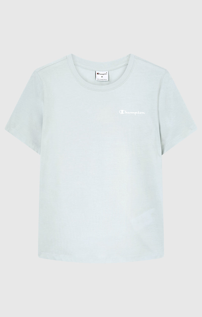 Camiseta Mujer Pequeño Logo Script Icons Azul claro champion core ...