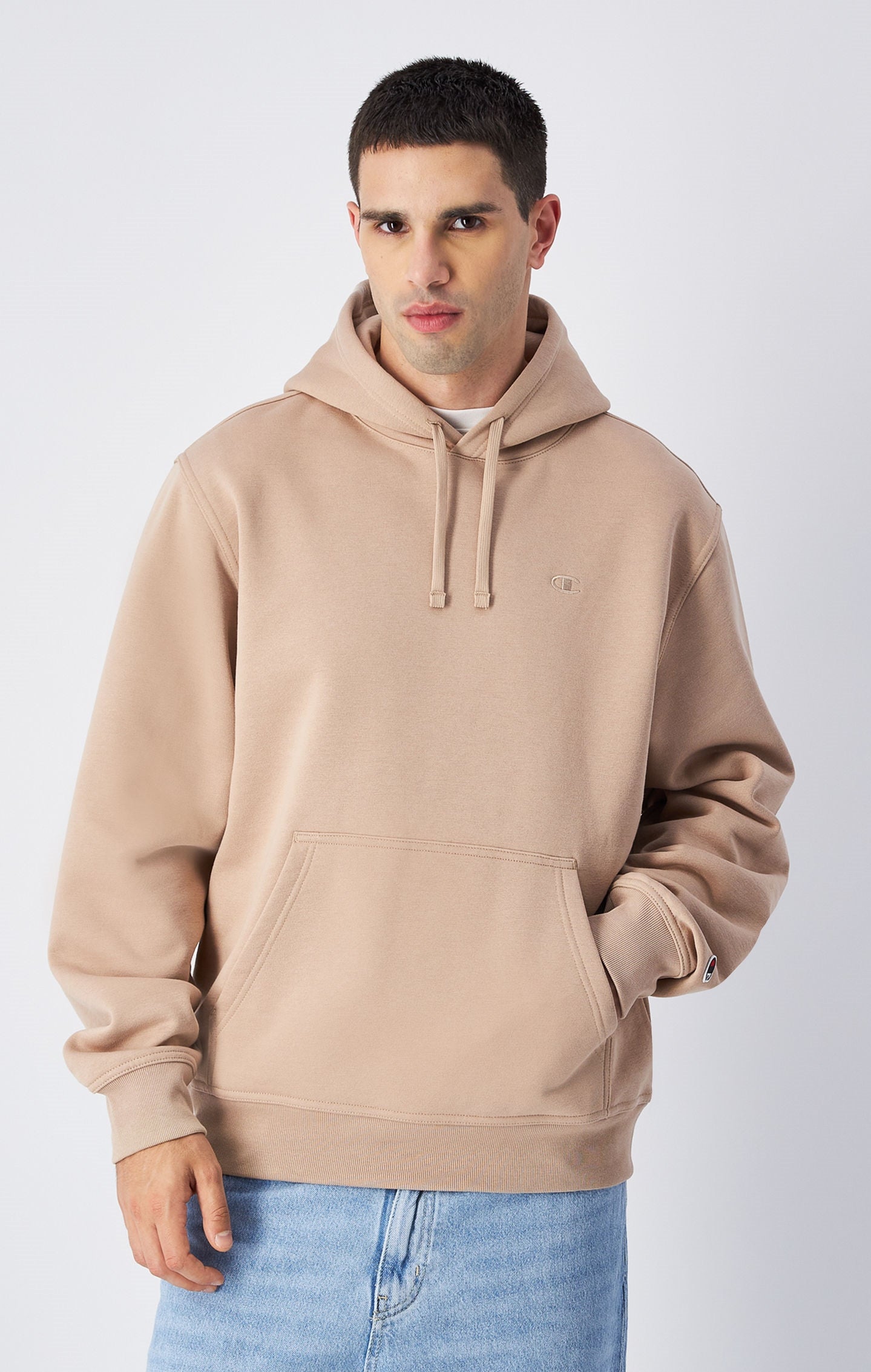 Tonal Logo Fleece Hoodie khaki script shop | Champion United Kingdom