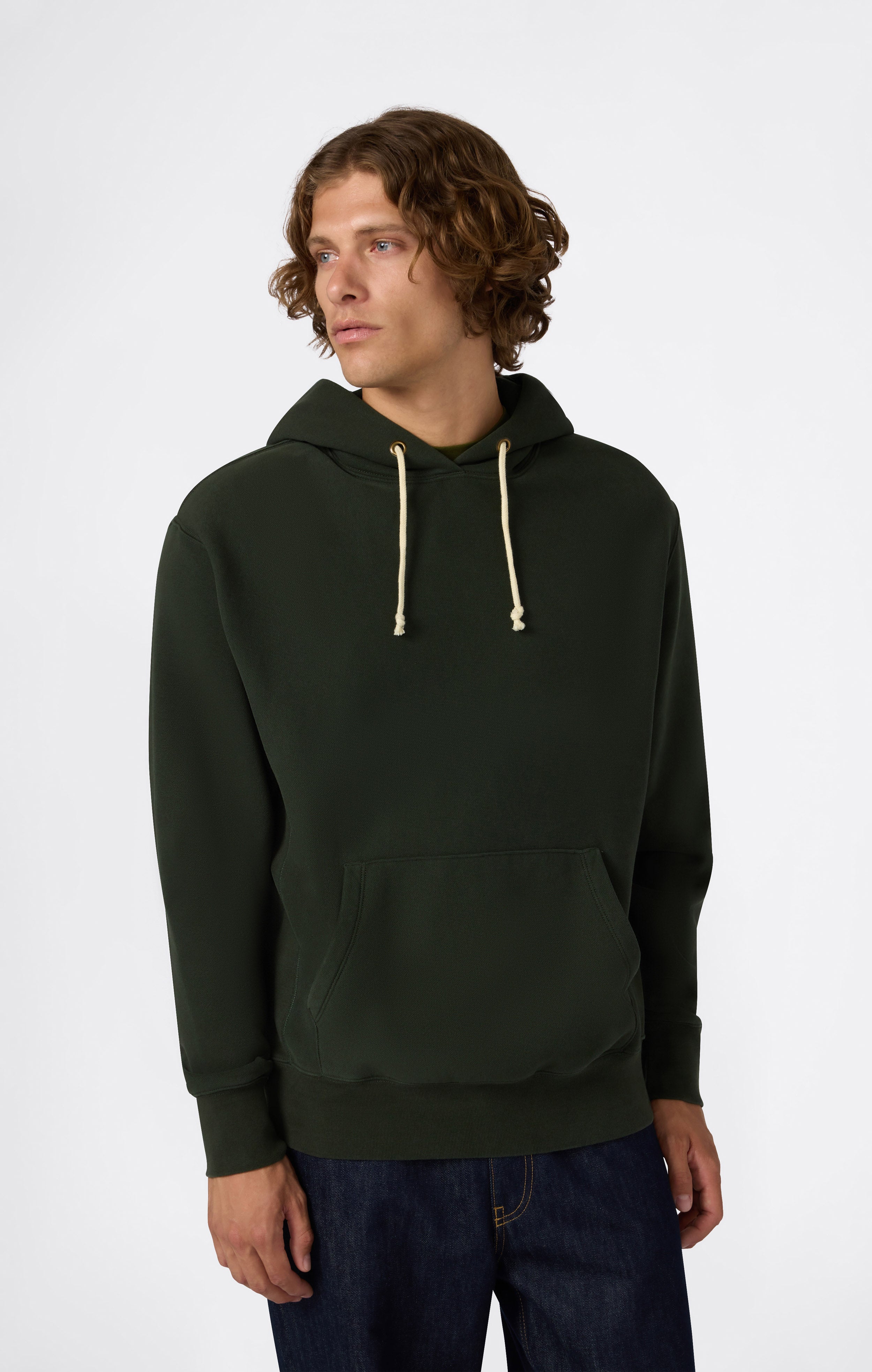Men’s Heavyweight Fleece Hoodie Reverse Weave Military Green rwss core ...