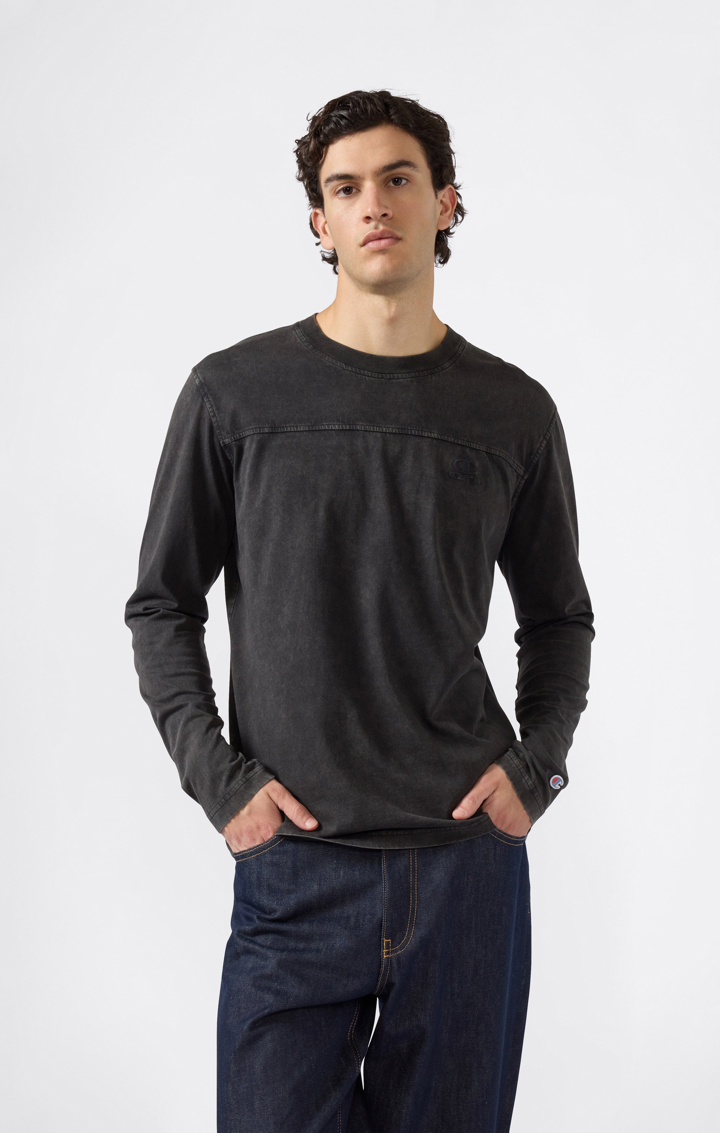 Men’s Washed Long Sleeve T-Shirt Icons Black icons wash | Champion ...