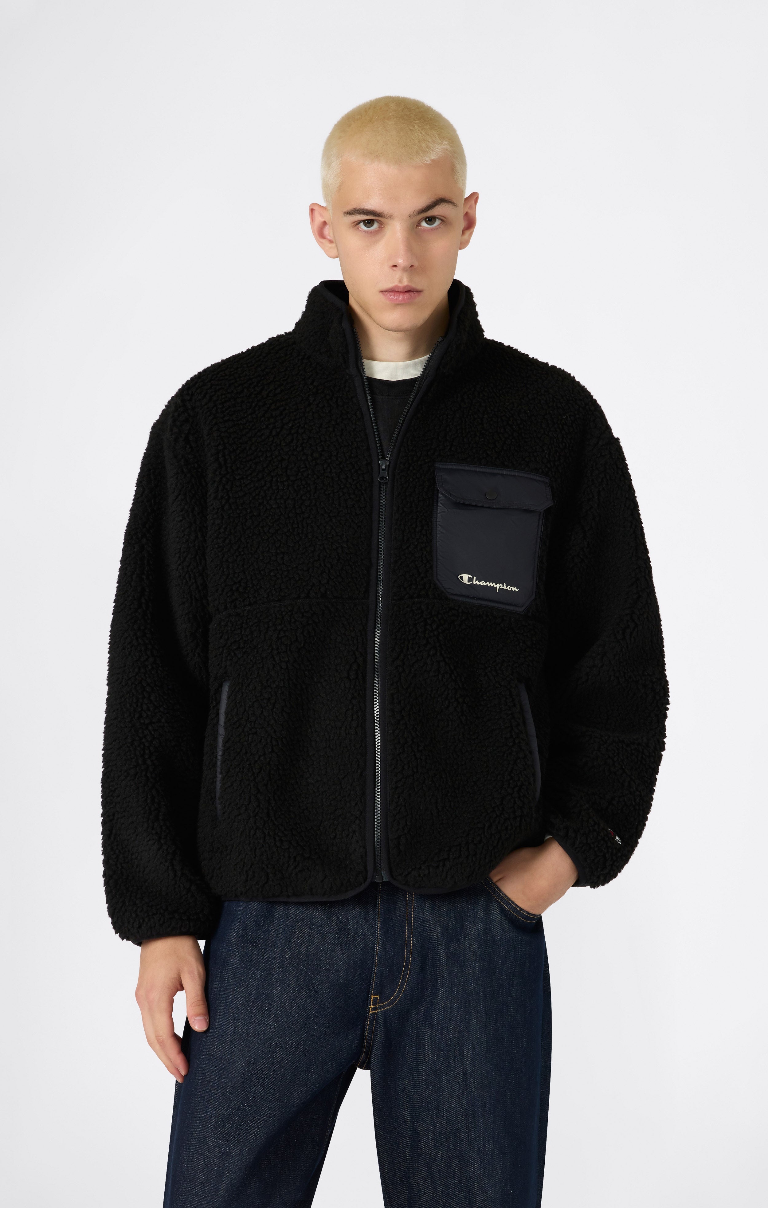 Men’s Full Zip Polar Teddy Jacket Black polar | Champion United Kingdom