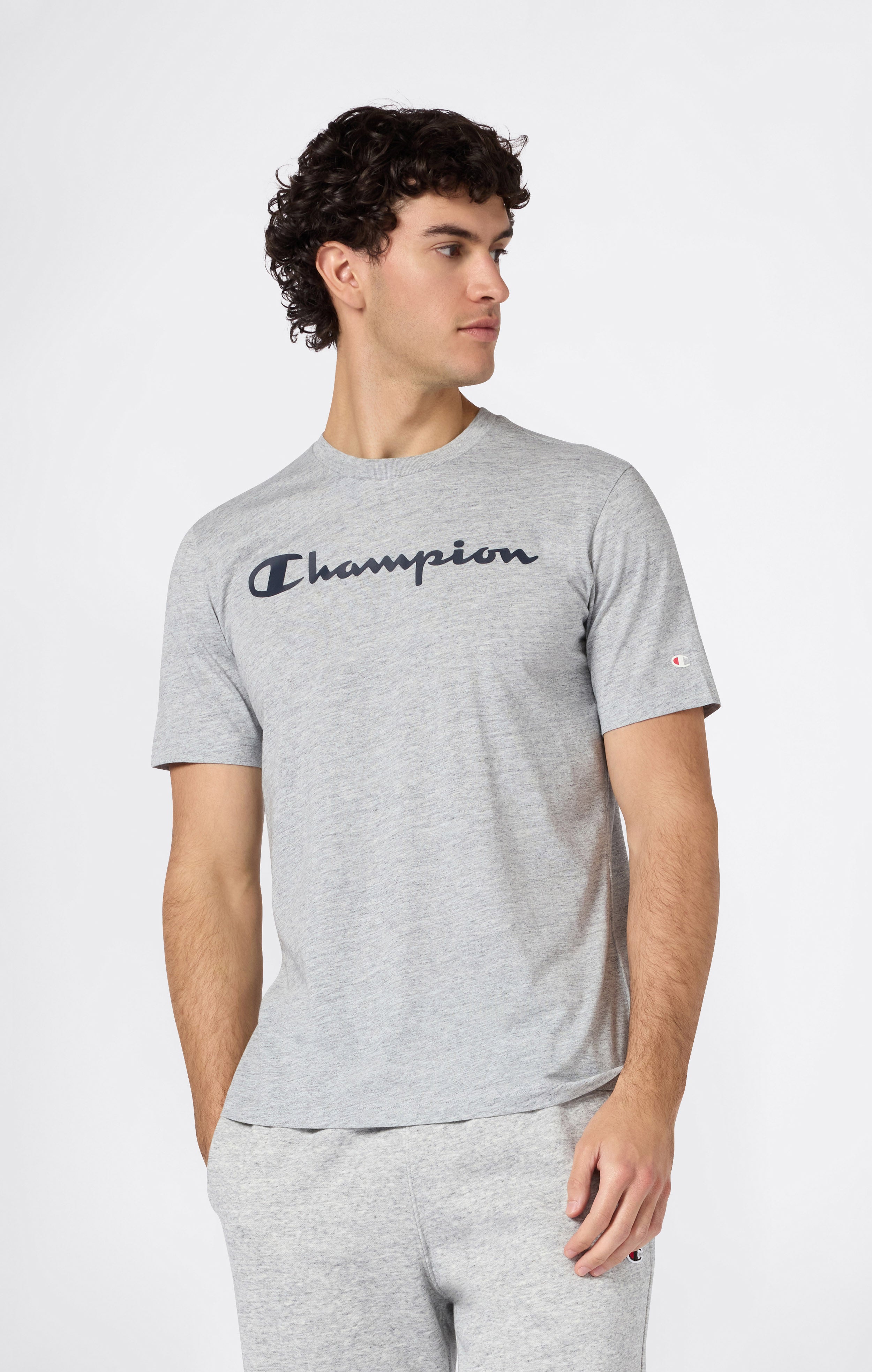 Men’s T-Shirt Script Logo Light Grey script shop | Champion United Kingdom