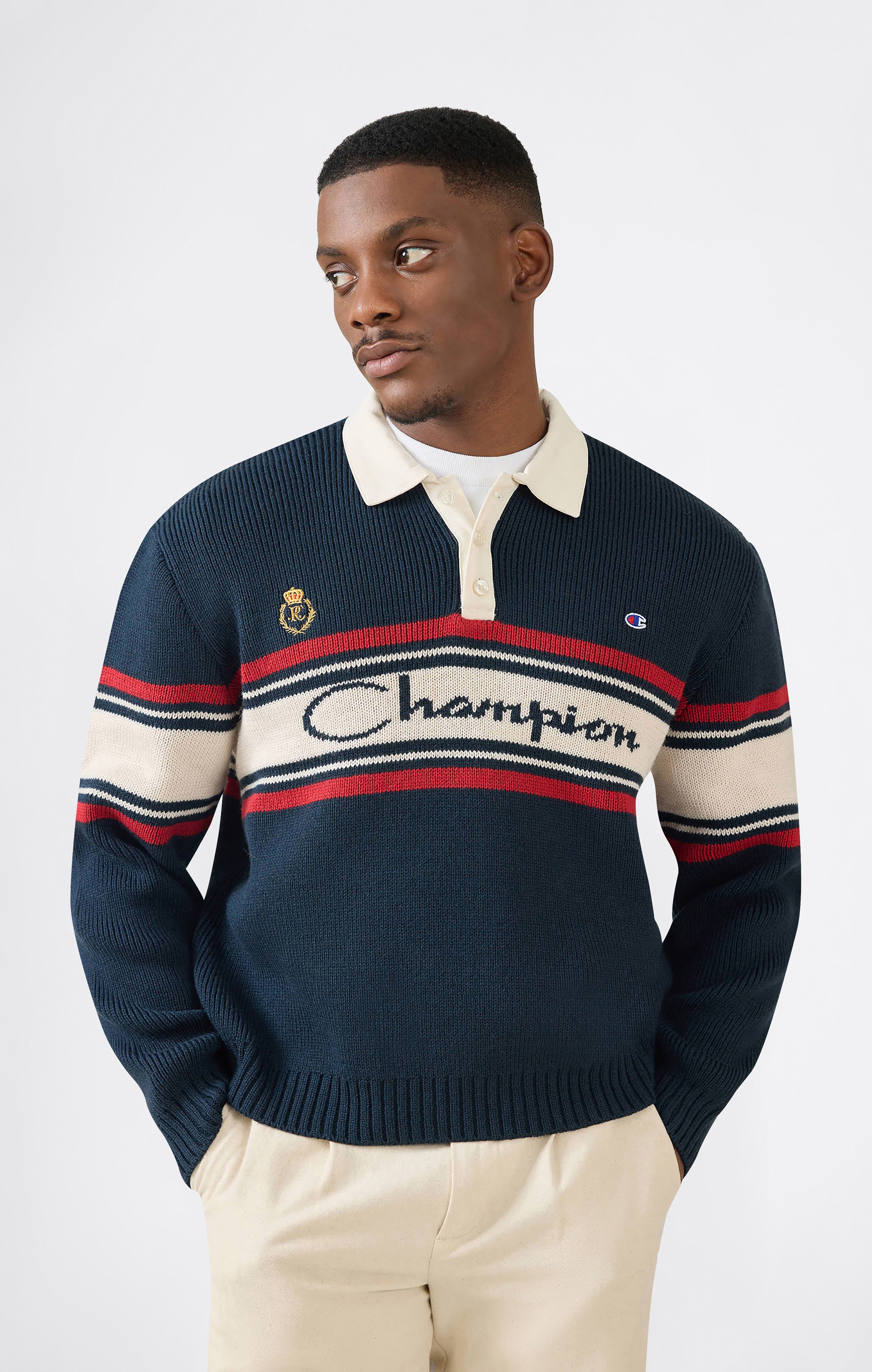 Men's Champion x Percival Jacquard Rugby Jumper navy blue smu per ...