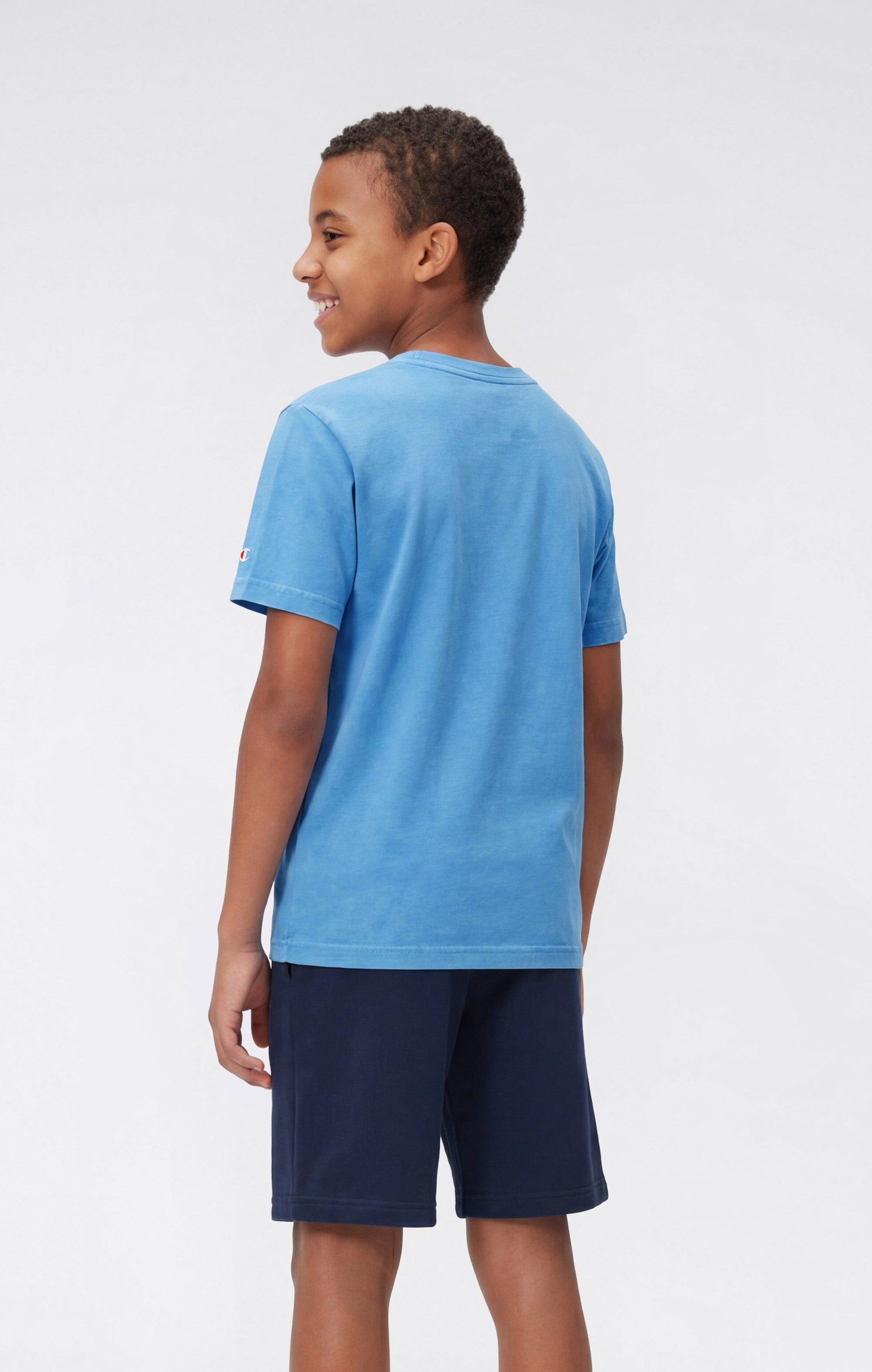 Boys’ Crewneck Small Script Logo T-Shirt Icons bright sky blue champion ...