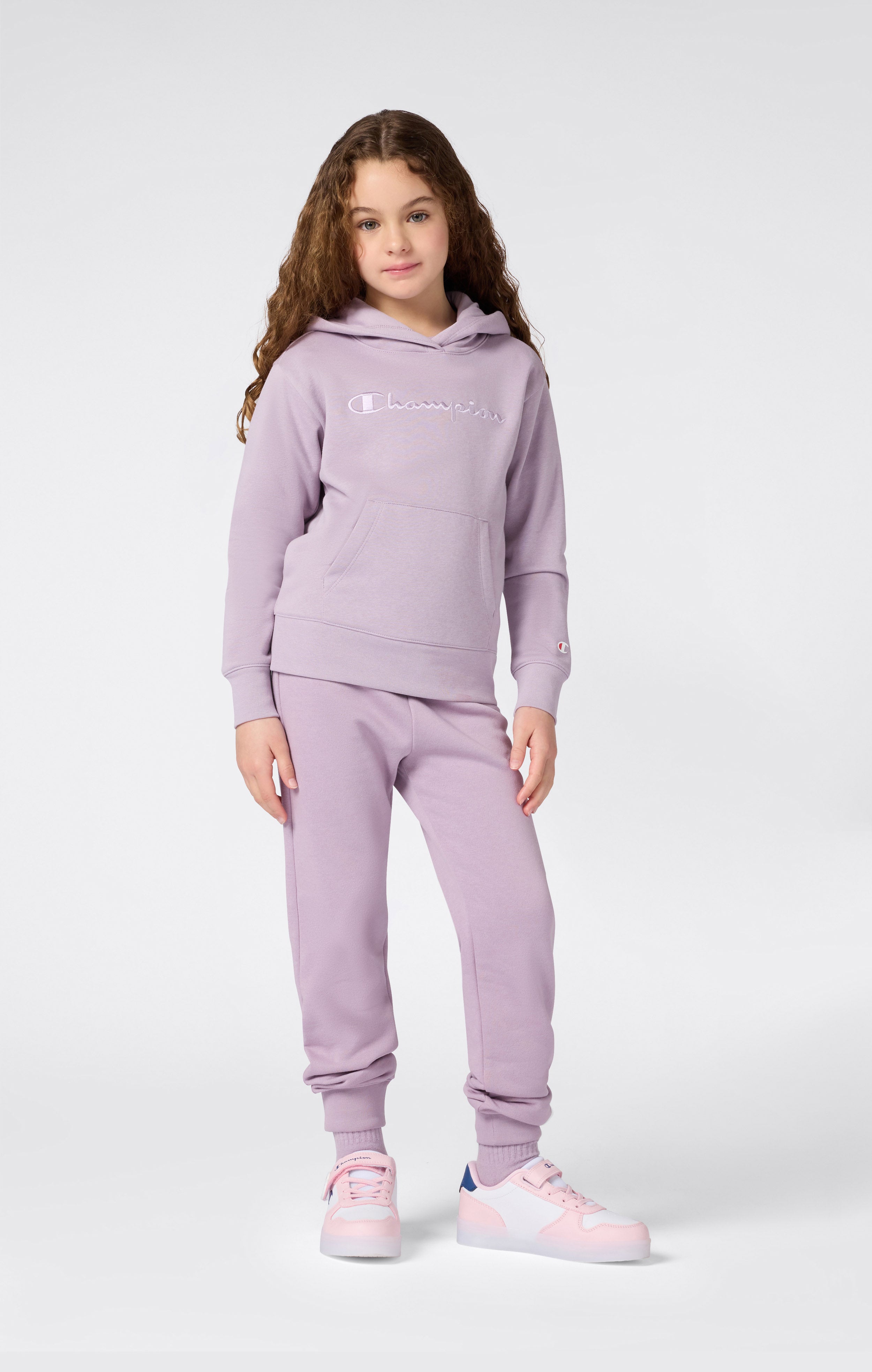 Girls’ Fleece Hoodie with Big Embroidered Logo Icons Mauve icons ...