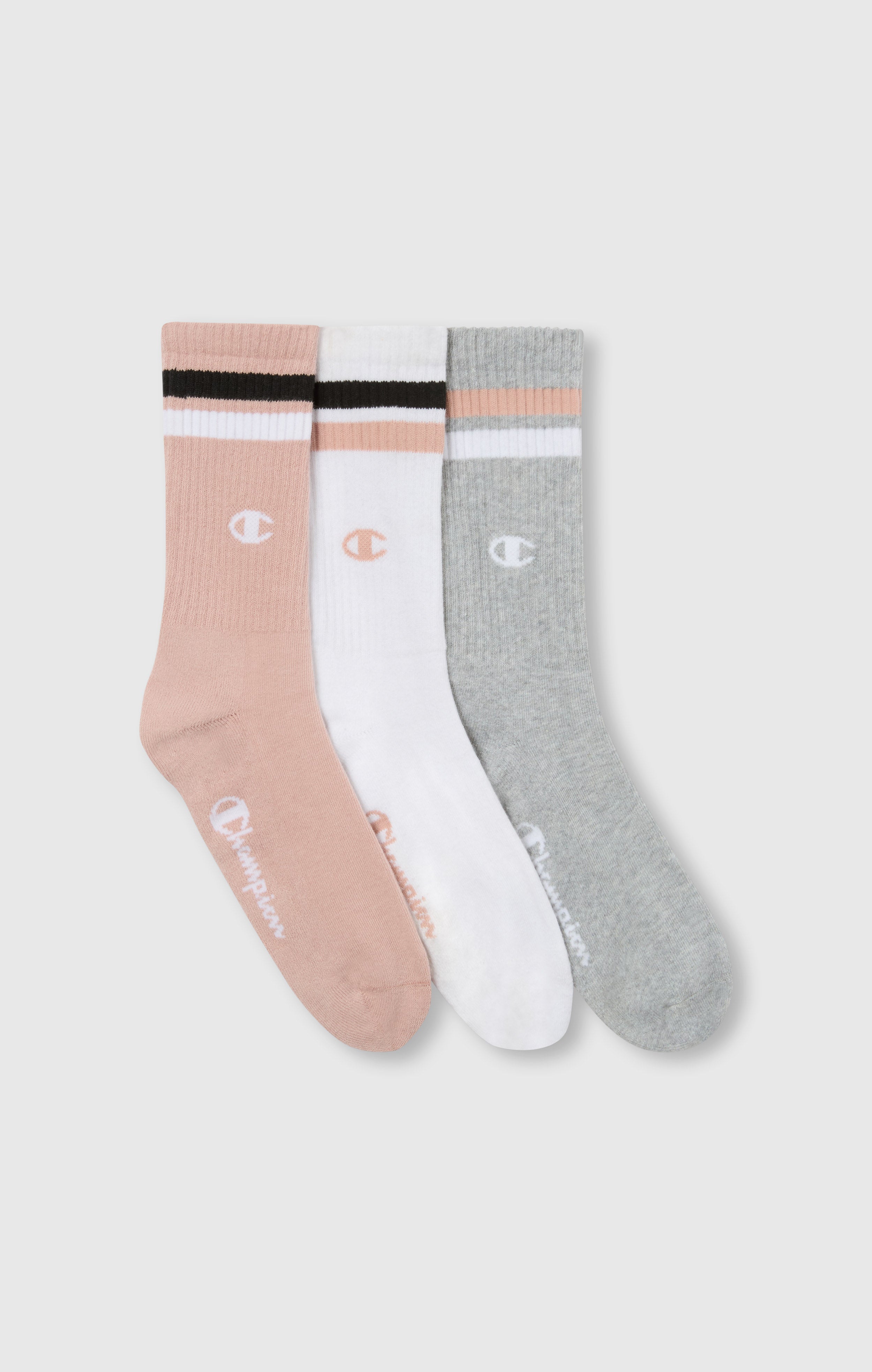 3-Pack Adult Mid Crew Multi Logo Socks light pink smu zl | Champion ...
